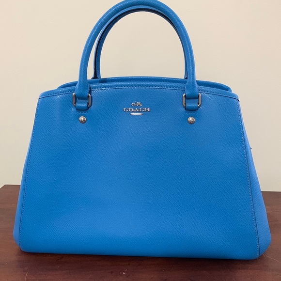 Coach | Bags | Authentic Coach Handbag Like New Blue Leather With Zip ...